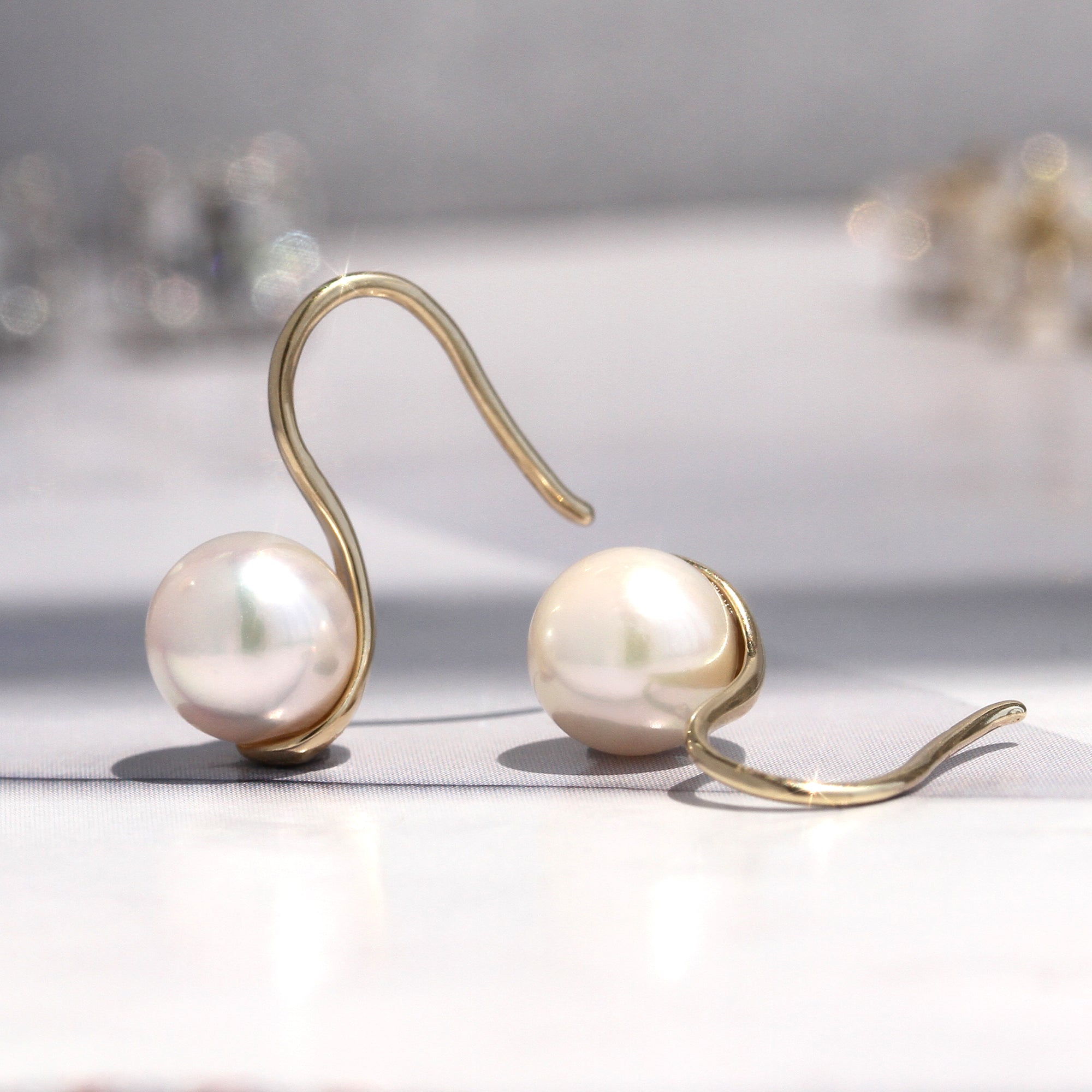 Moonlit Pearl Drop Earrings – 14K Gold with Freshwater, Akoya, South ...