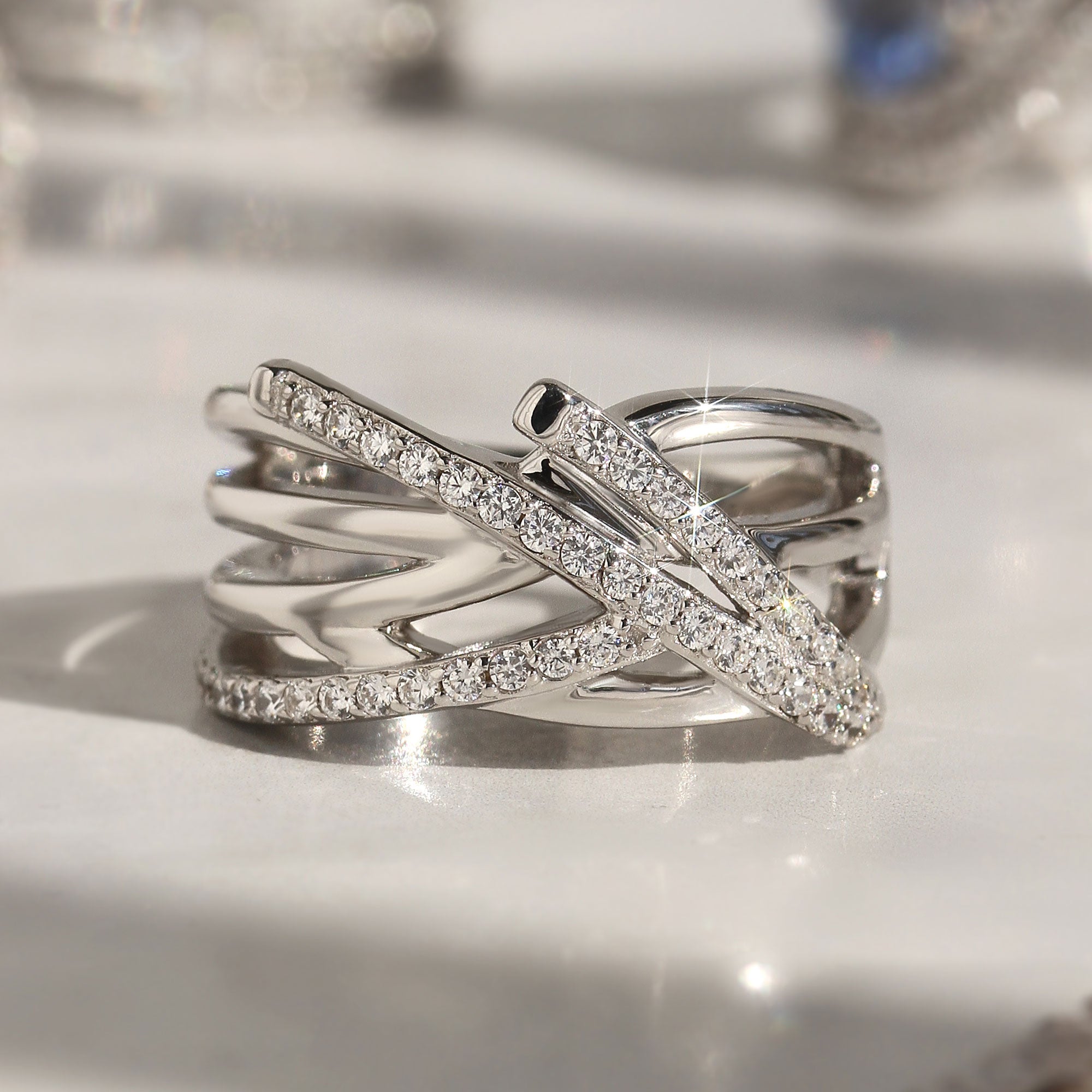 Nexus Branches Ring - Platinum-Plated Sterling Silver – DOUBLE ACCENT